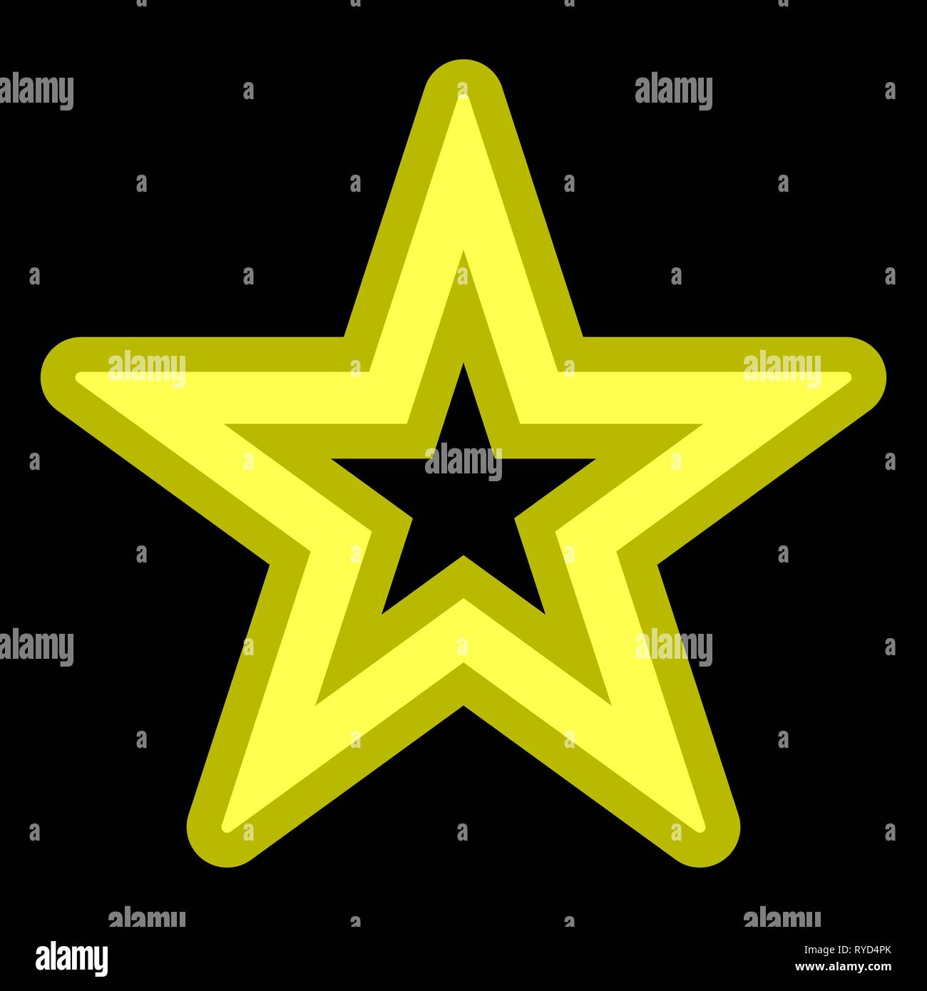 Star symbol icon - yellow simple hollow with outline, 5 pointed rounded ...