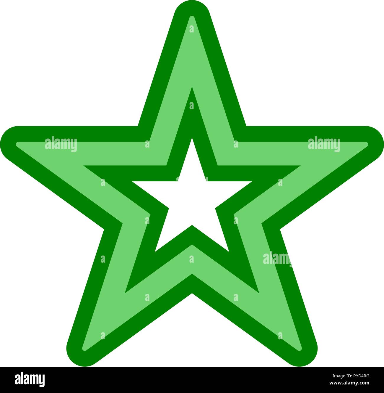 Star symbol icon - green simple hollow with outline, 5 pointed rounded ...