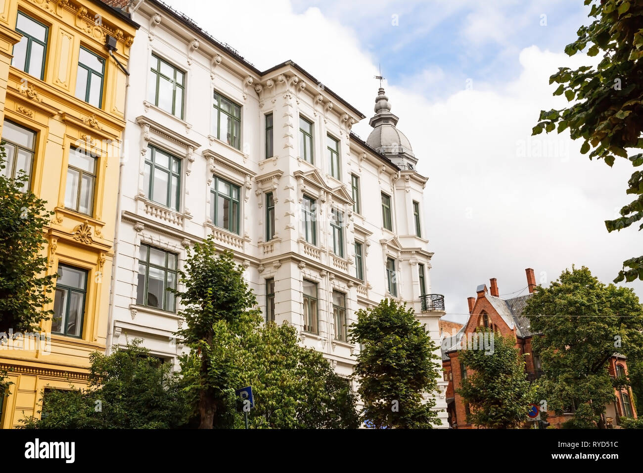 Old buildings with trees in Oslo city, Norway Stock Photo - Alamy