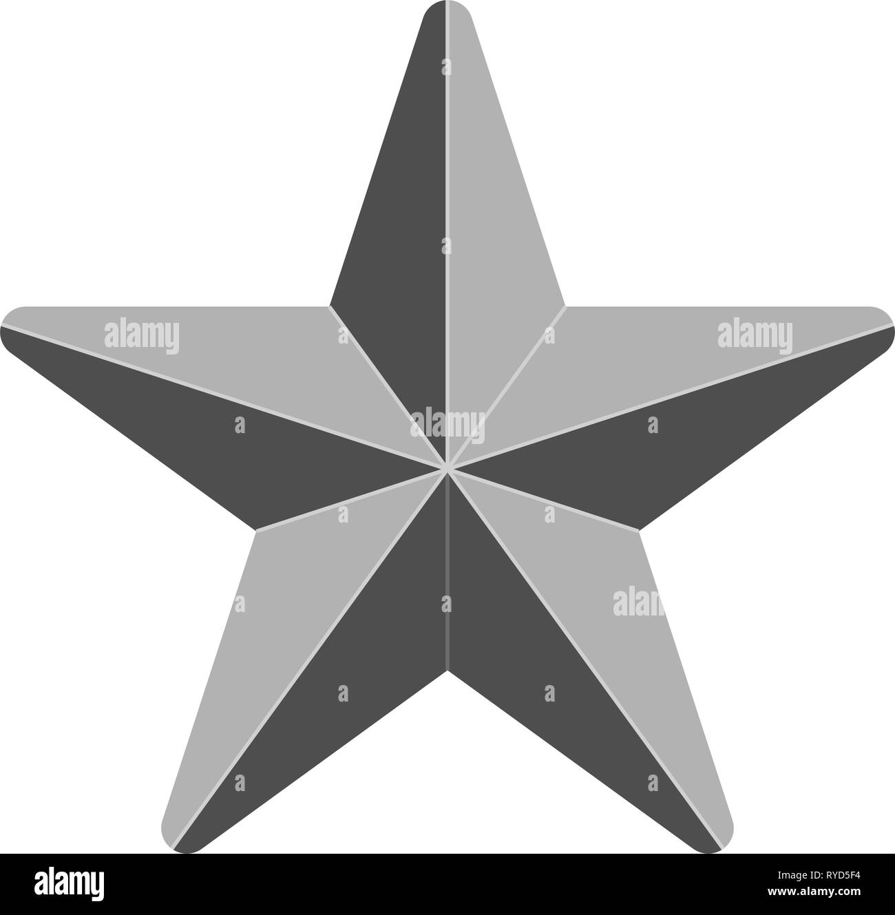Star symbol icon - gray simple 3d, 5 pointed rounded, isolated - vector ...