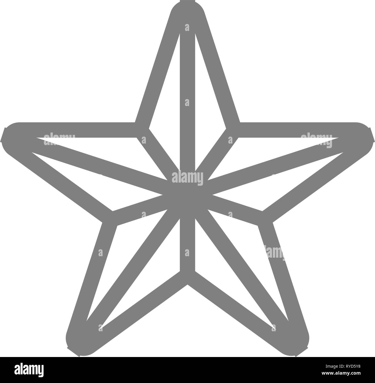 Star symbol icon - gray simple outline, 5 pointed rounded, isolated ...