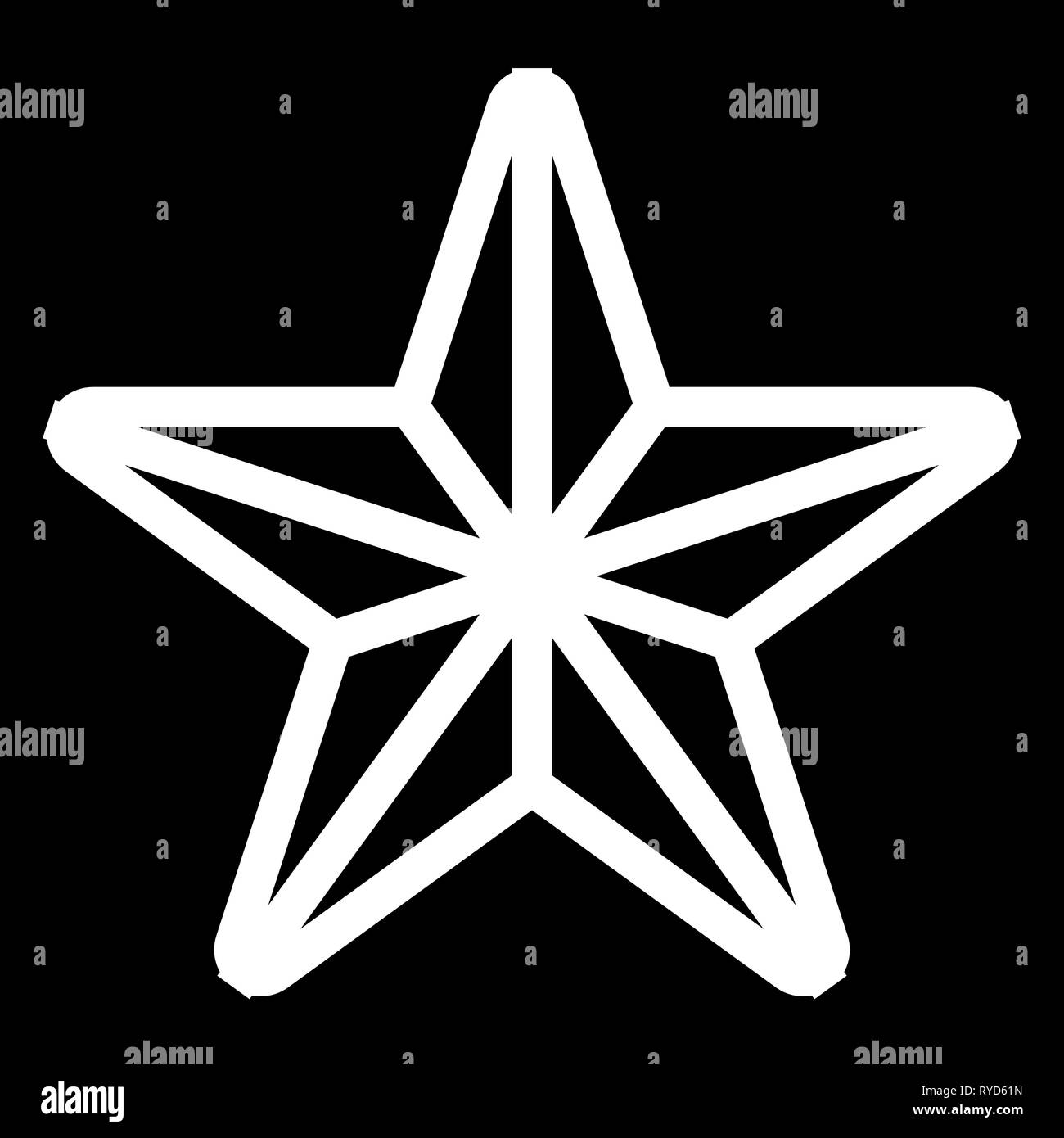 Star symbol icon - white simple outline, 5 pointed rounded, isolated ...
