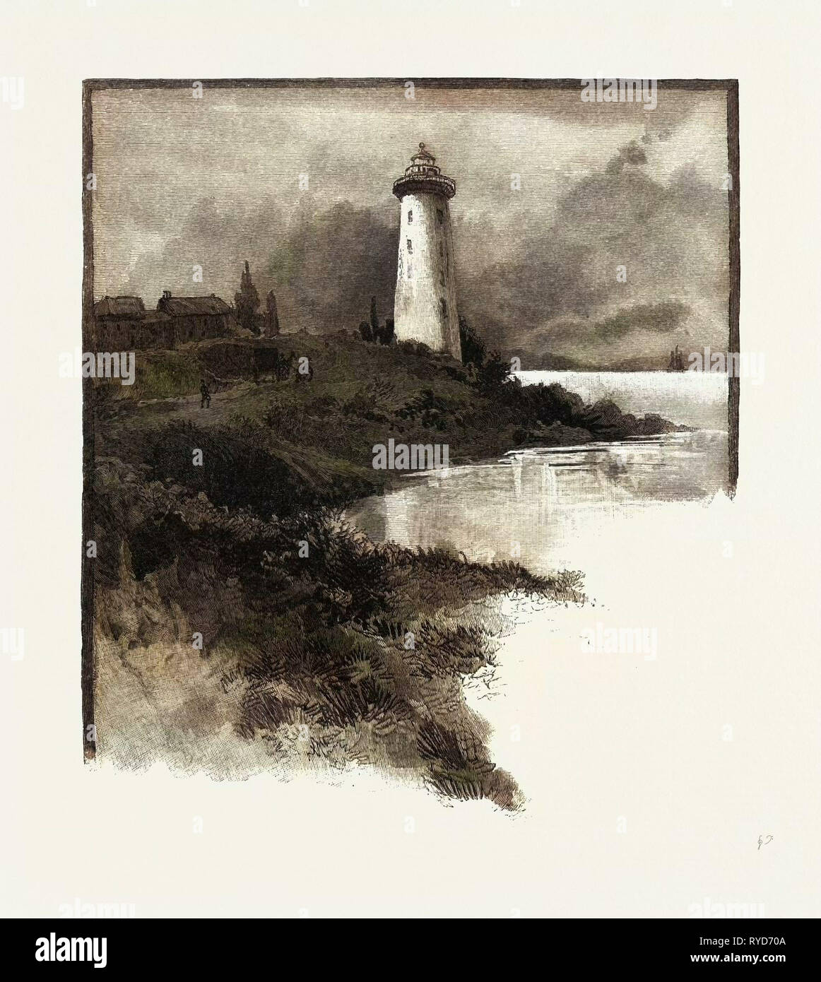 Old Lighthouse, Prescott, Canada, Nineteenth Century Engraving Stock ...
