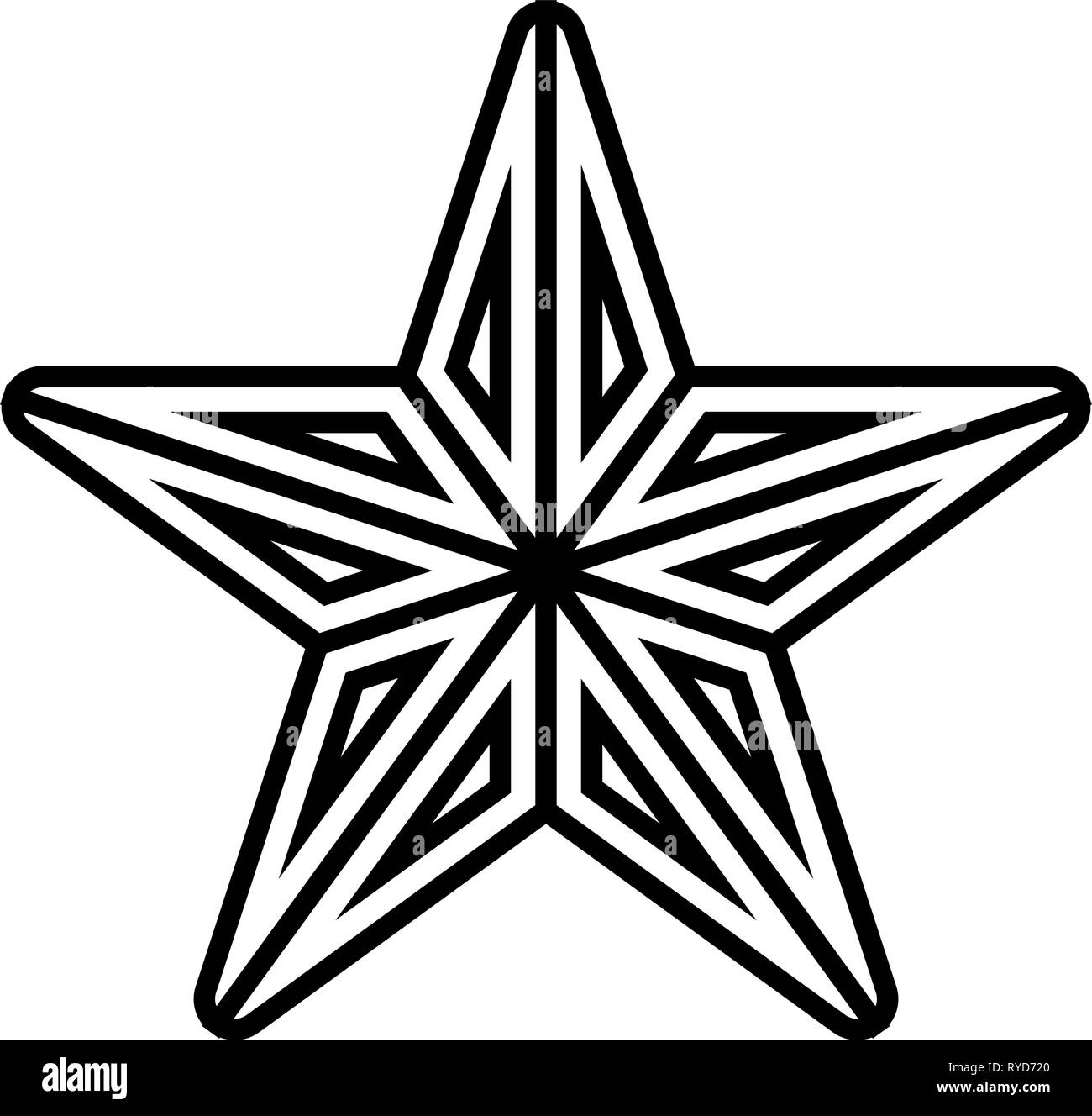 Star symbol icon - black simple outline, 5 pointed rounded, isolated ...
