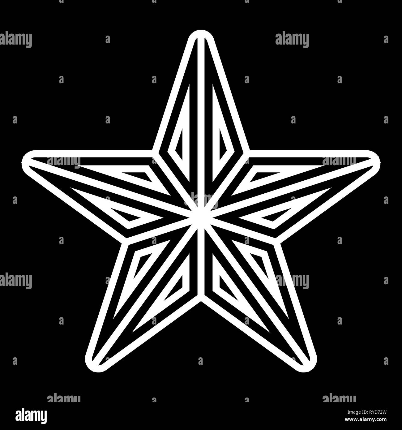 Star symbol icon - white simple outline, 5 pointed rounded, isolated ...