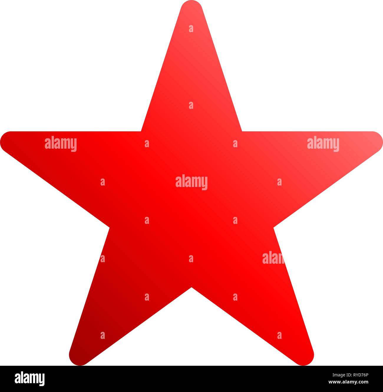Star symbol icon - red gradient, 5 pointed rounded, isolated - vector ...