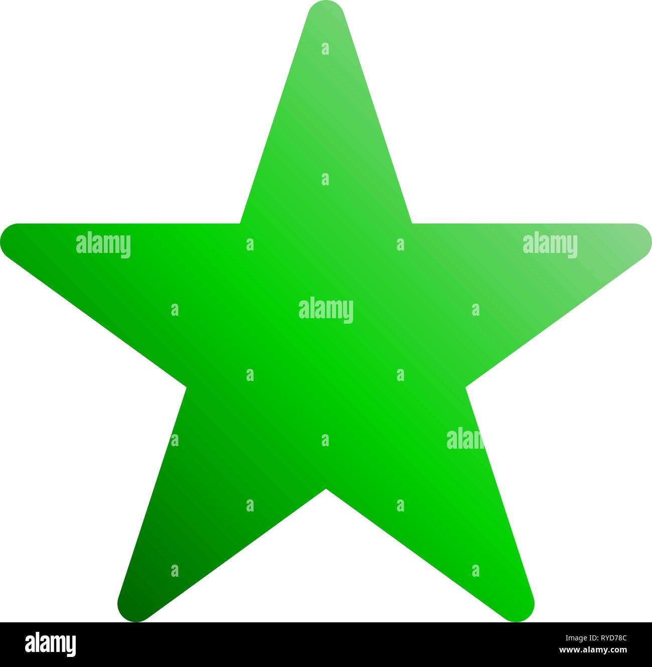 Star symbol icon - green gradient, 5 pointed rounded, isolated - vector ...