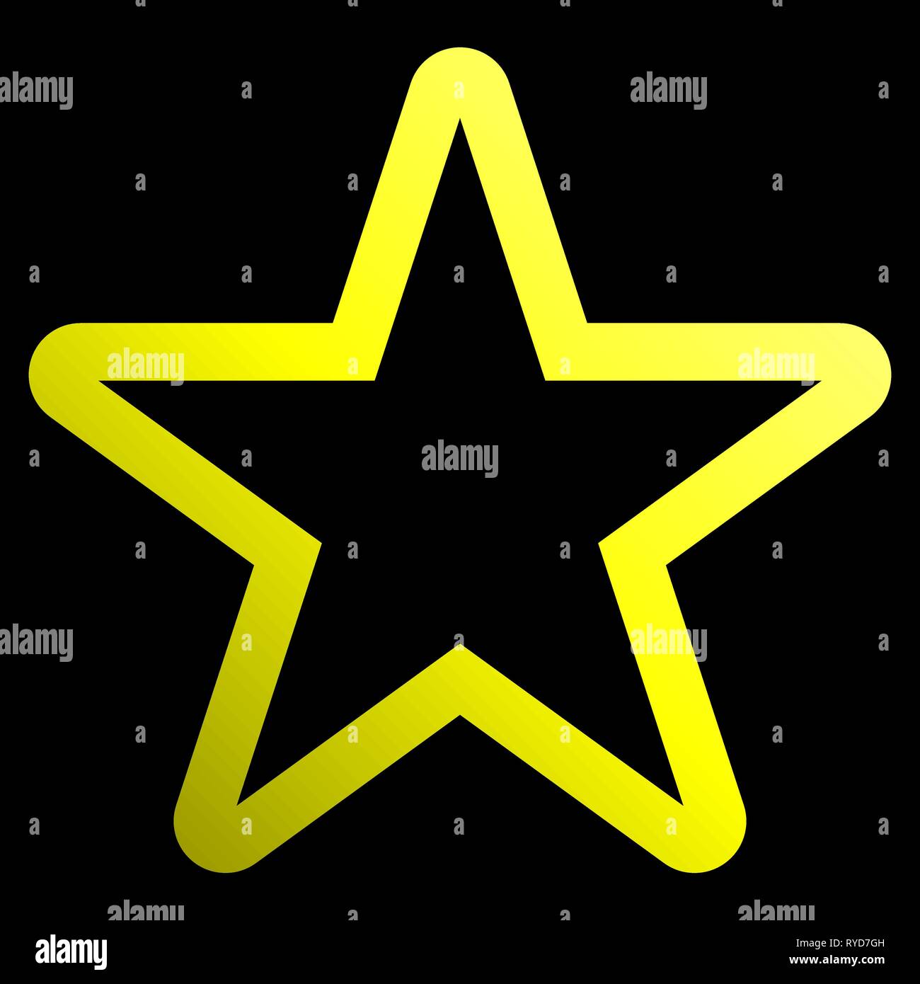 Star symbol icon - yellow gradient outline, 5 pointed rounded, isolated ...