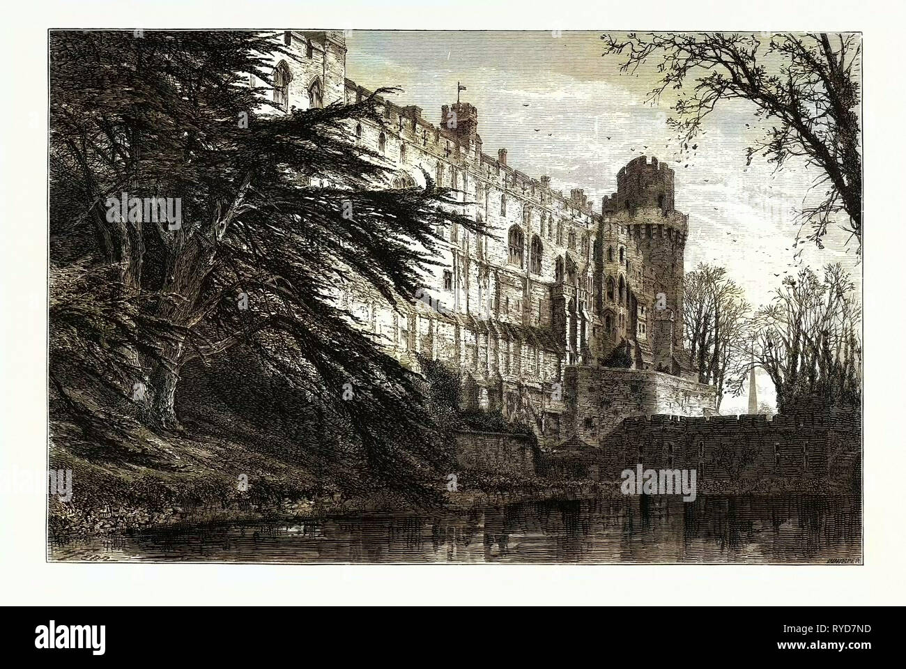 Warwick Castle, from the West, UK, Britain, British, Europe, United ...
