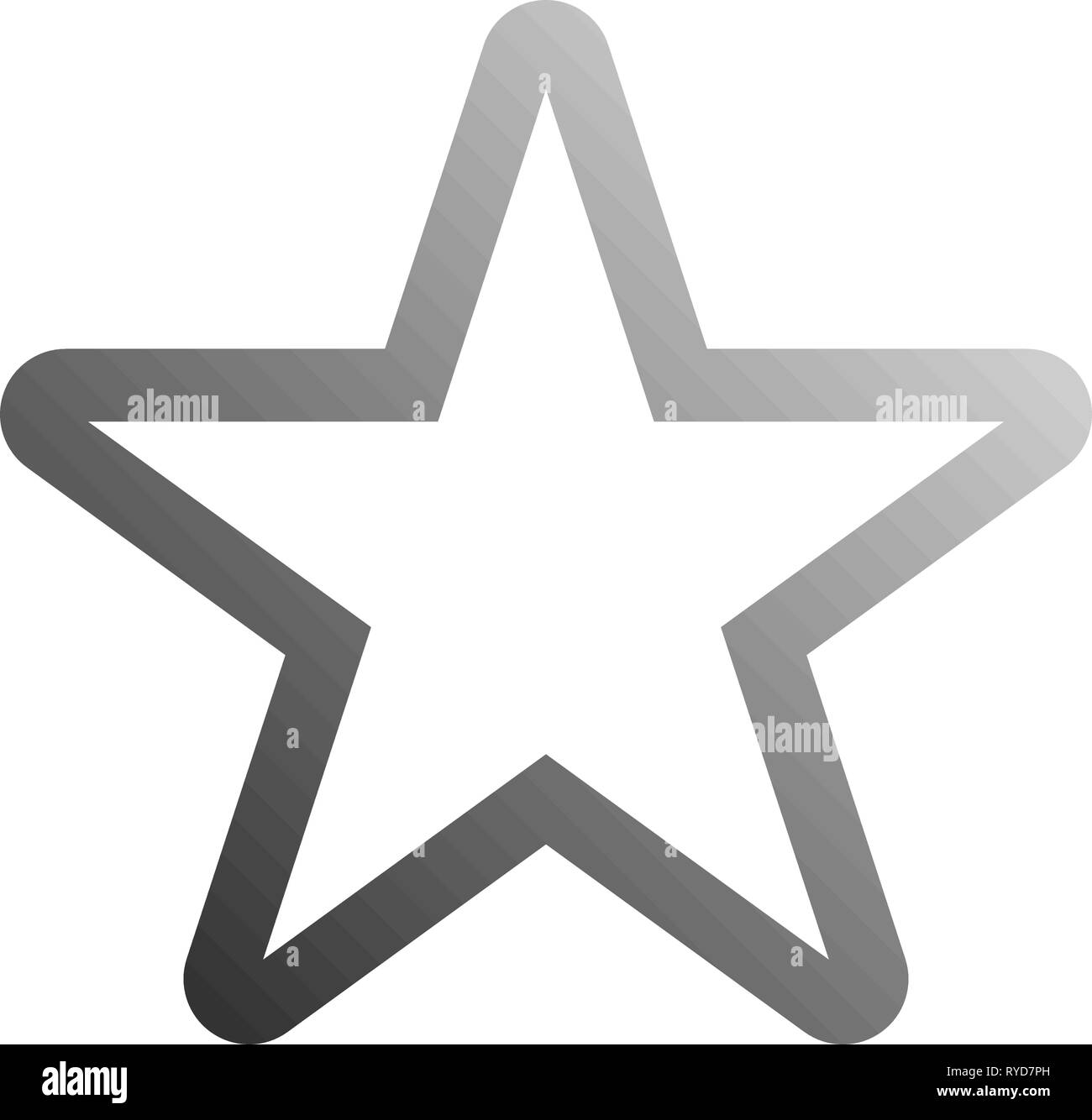 Star symbol icon - gray gradient outline, 5 pointed rounded, isolated ...