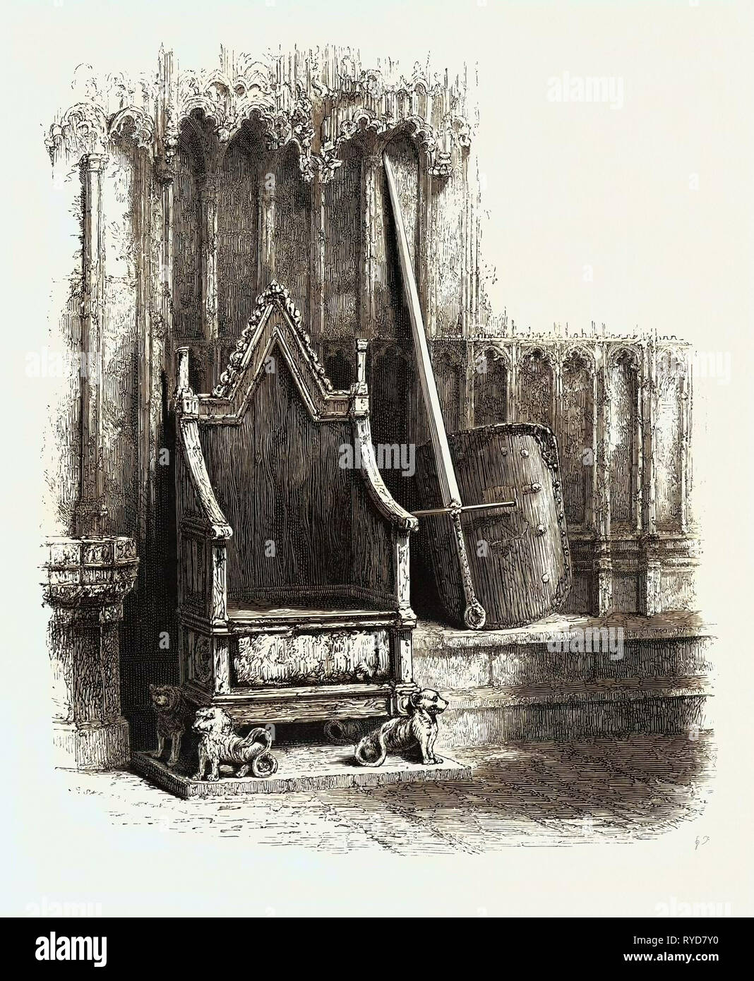 Coronation Chair, with Sword and Shield of Edward III., Westminster ...