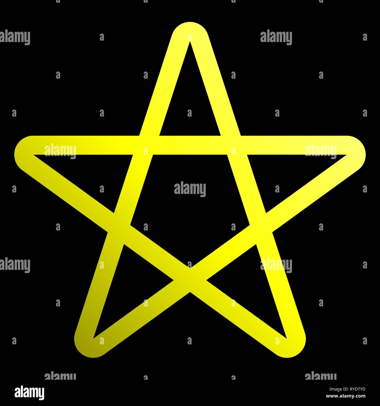 Star symbol icon - yellow gradient outline, 5 pointed rounded, isolated ...