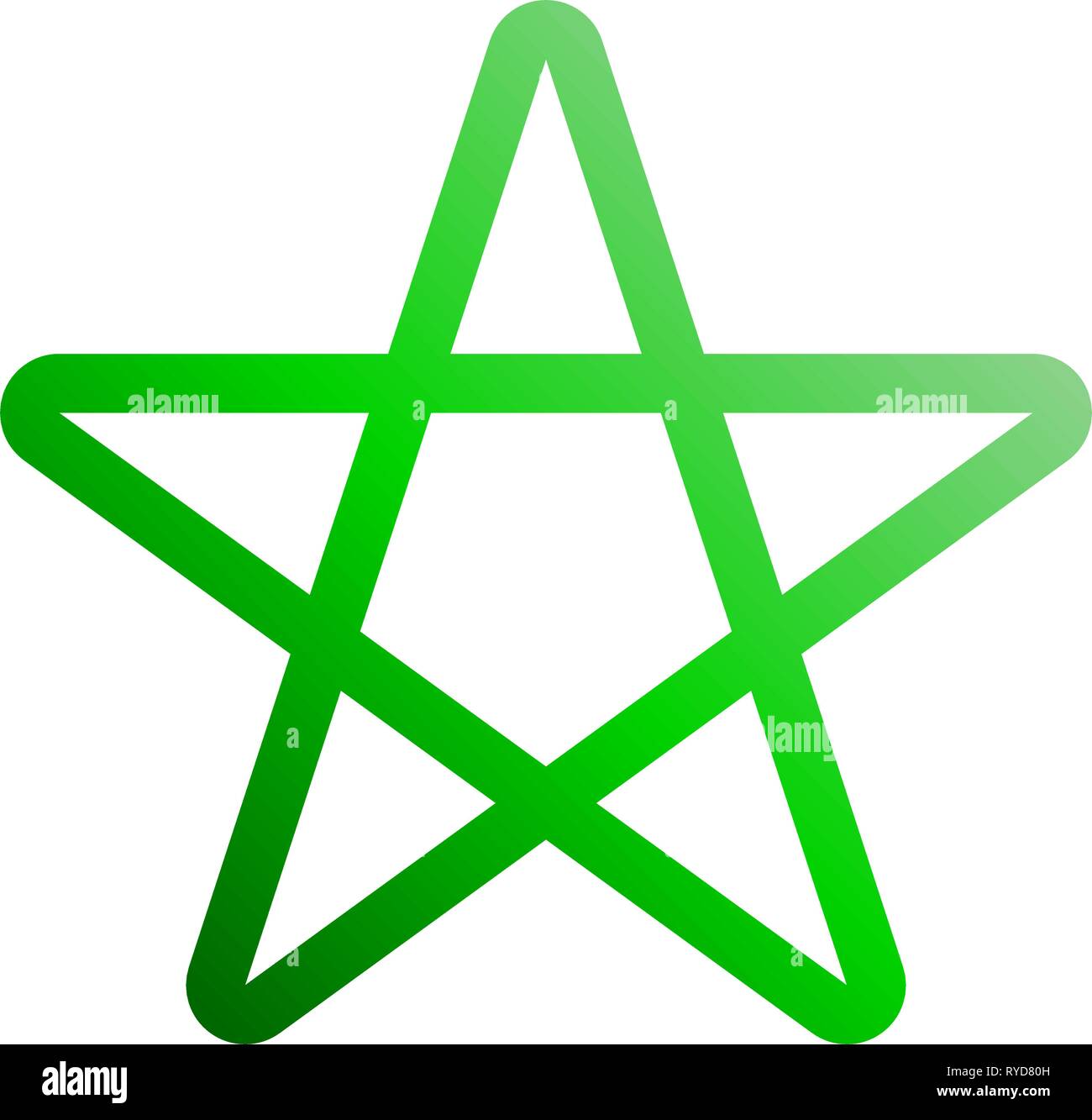 Star symbol icon - green gradient outline, 5 pointed rounded, isolated ...