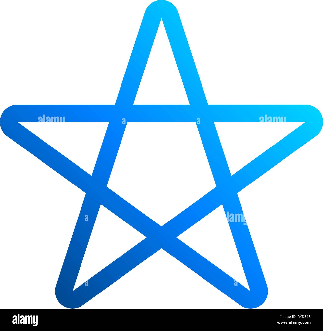 Star symbol icon - blue gradient outline, 5 pointed rounded, isolated ...