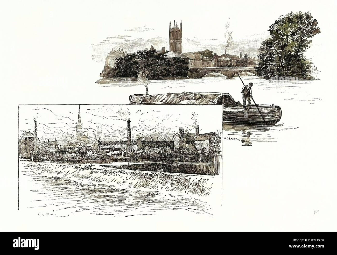Derby, from St. Mary's Bridge (Bottom) and from the Long Bridge (Top ...