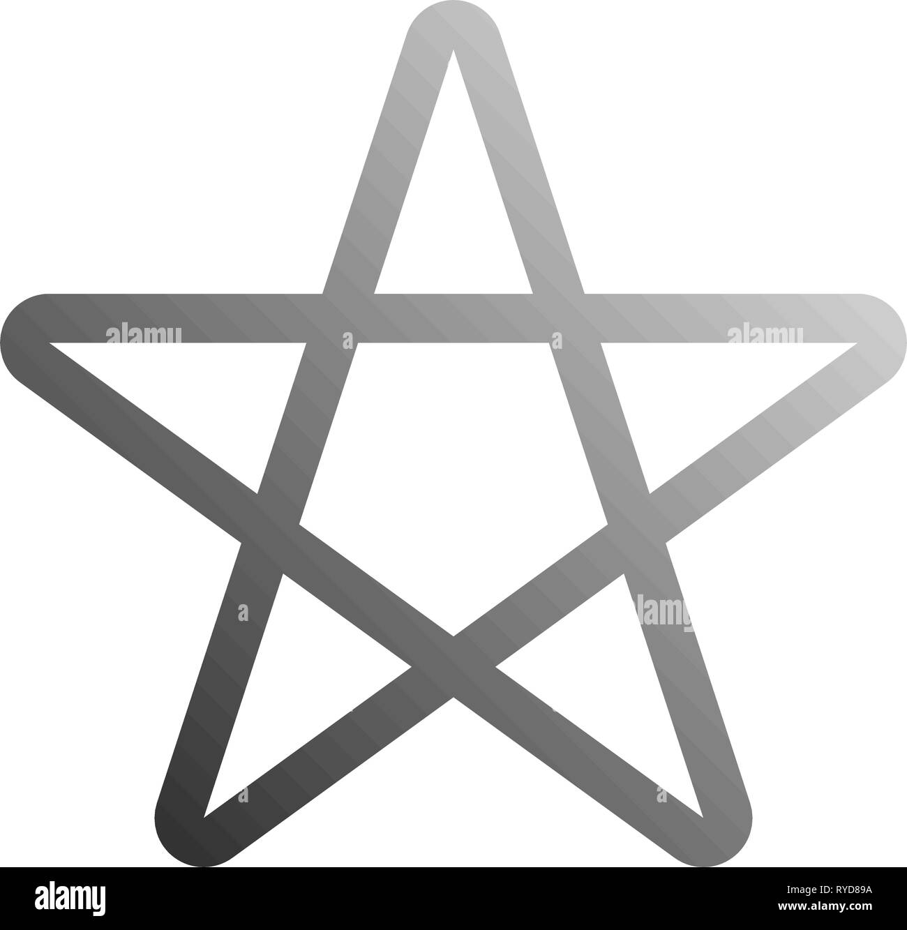Star symbol icon - gray gradient outline, 5 pointed rounded, isolated ...