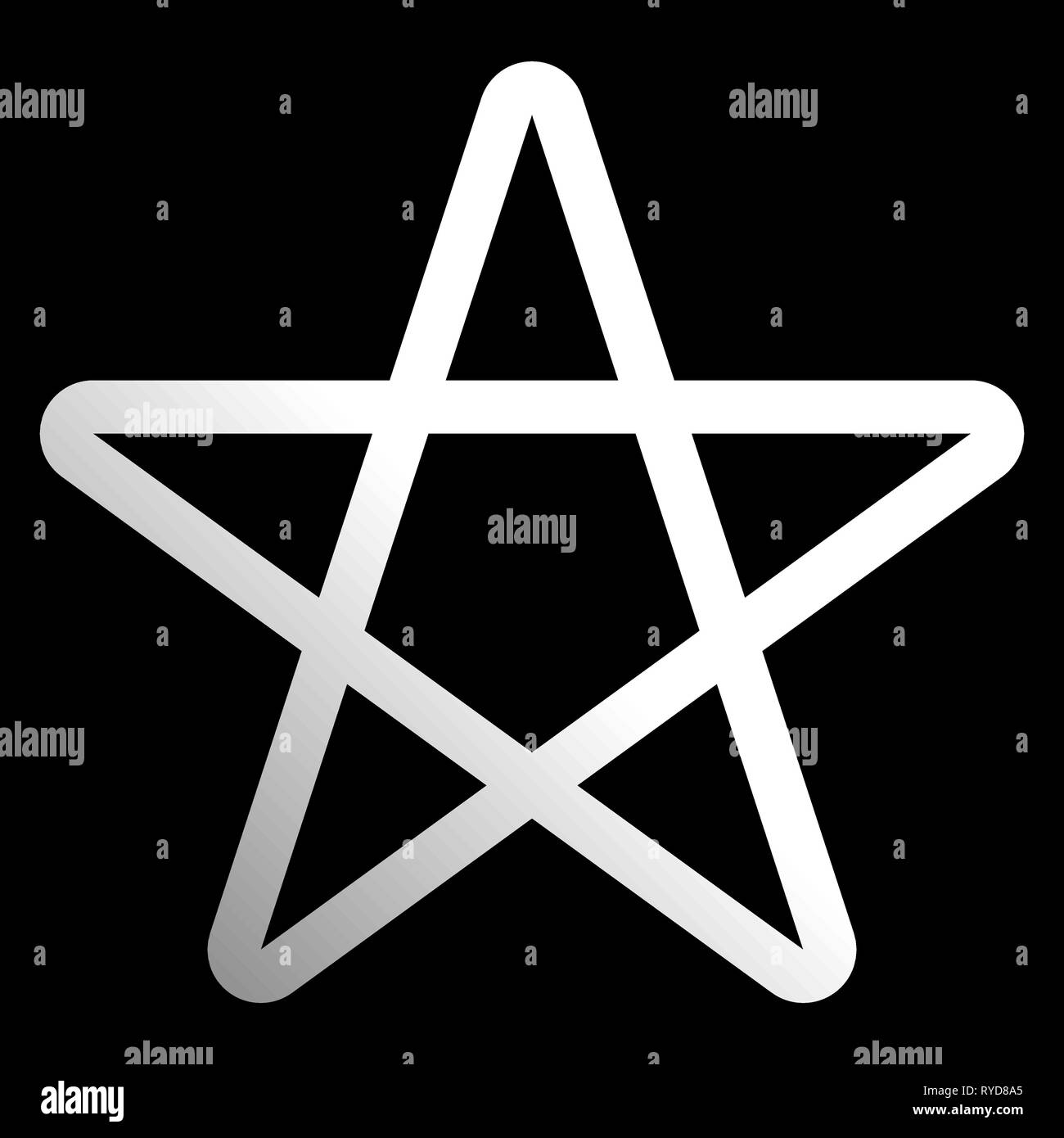 Star symbol icon - white gradient outline, 5 pointed rounded, isolated ...