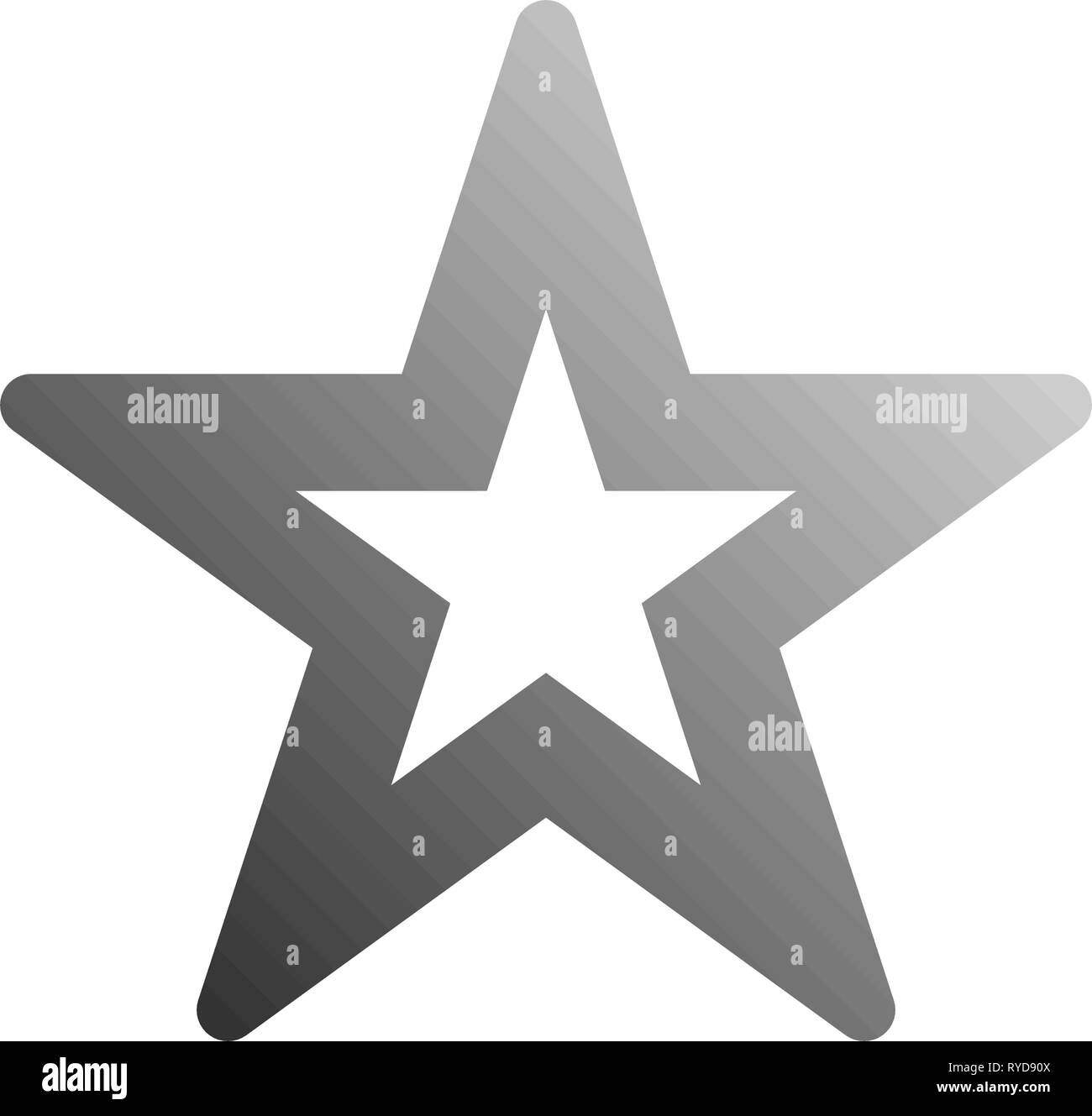 Star symbol icon - gray hollow gradient, 5 pointed rounded, isolated ...