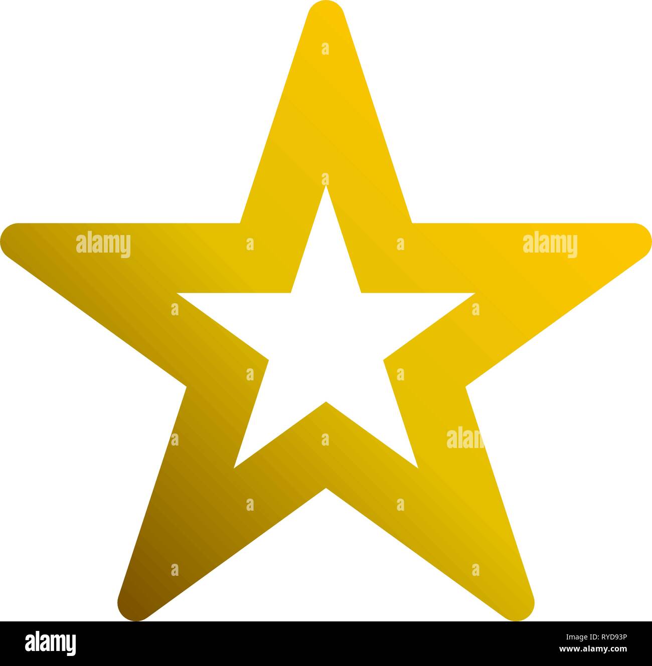 Star symbol icon - golden hollow gradient, 5 pointed rounded, isolated ...