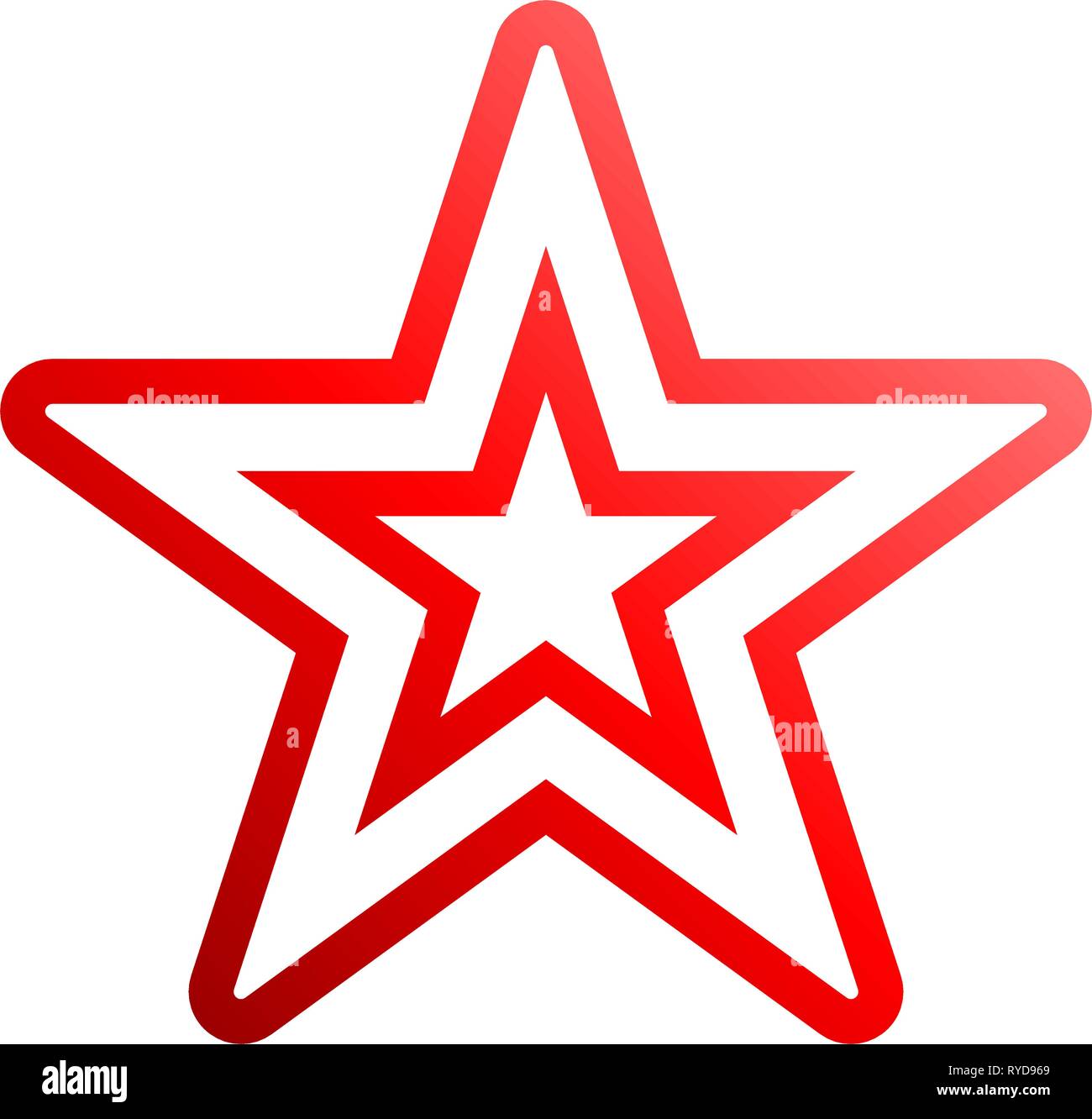 Star symbol icon - red hollow gradient outline, 5 pointed rounded ...