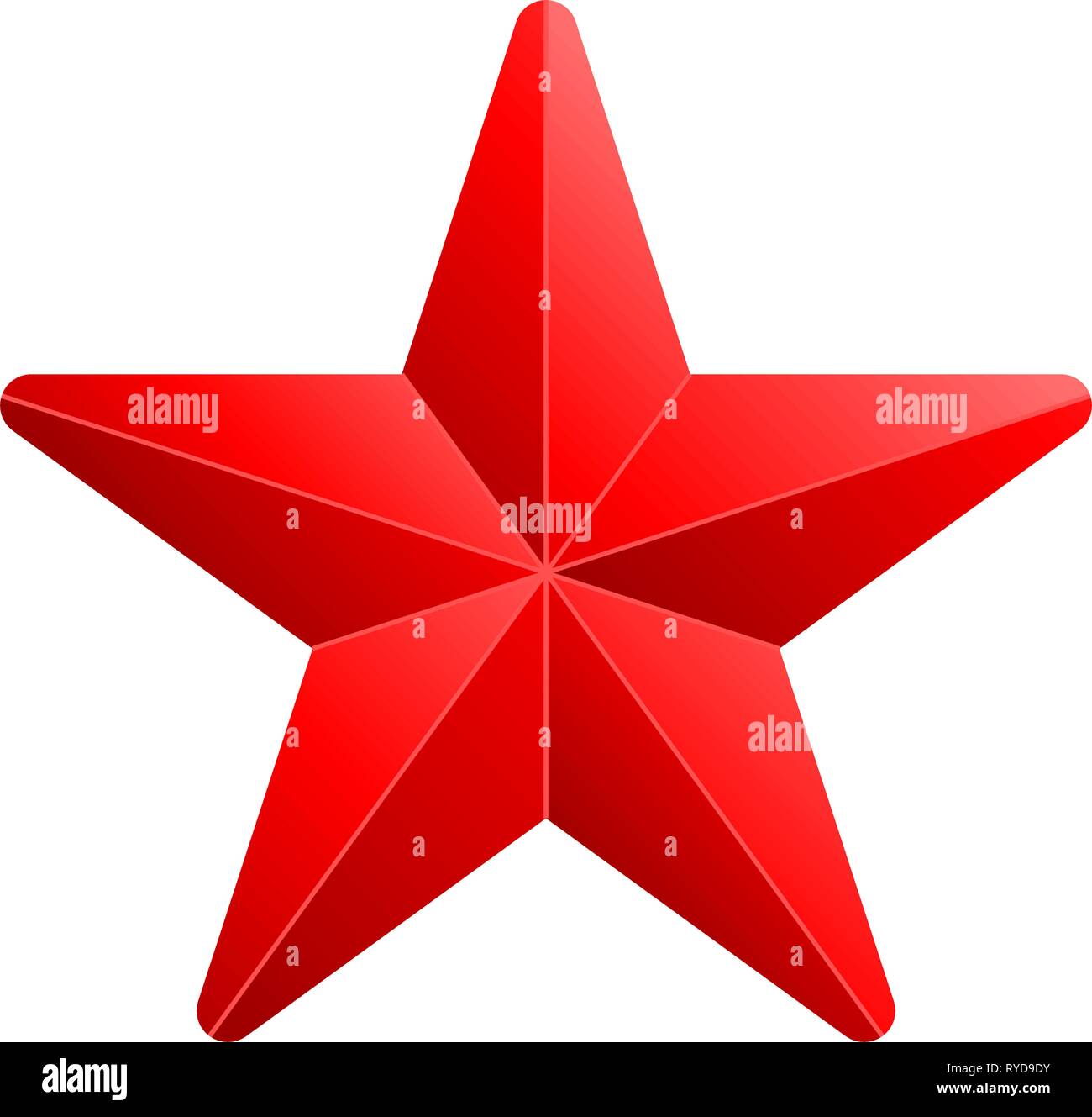 Star symbol icon - red gradient 3d, 5 pointed rounded, isolated ...