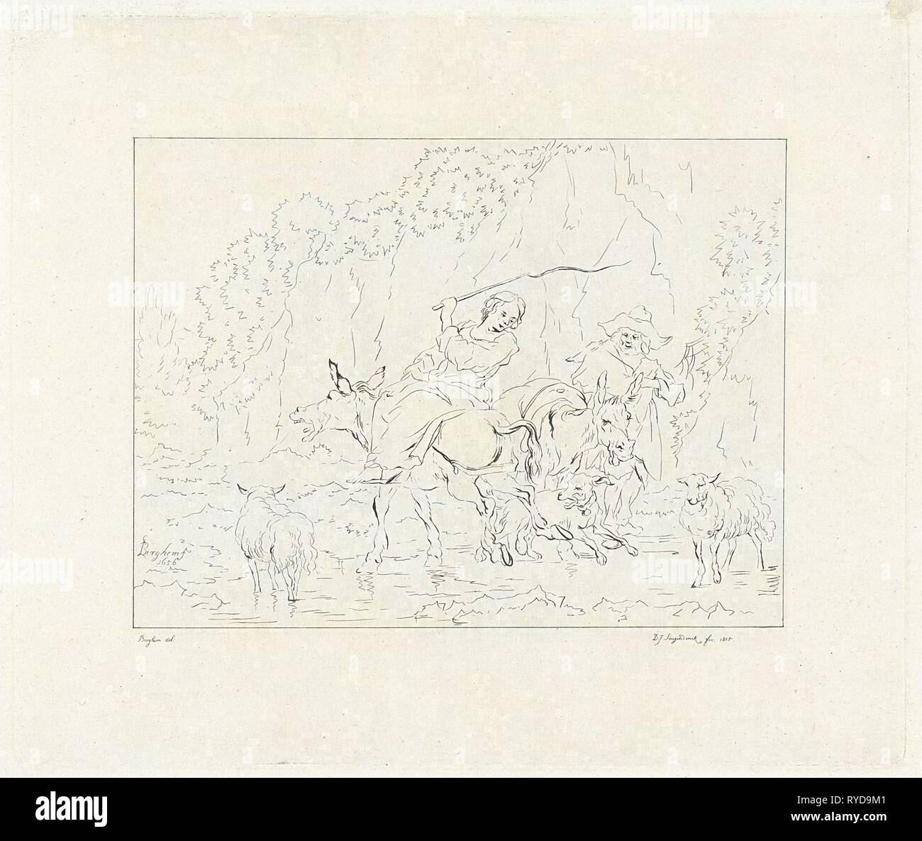 Shepherd and shepherdess, Diederik Jan Singendonck, 1815 Stock Photo ...