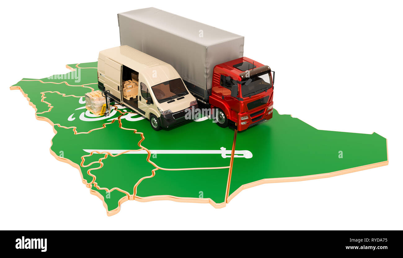 Shipping and Delivery in Saudi Arabia, 3D rendering isolated on white ...