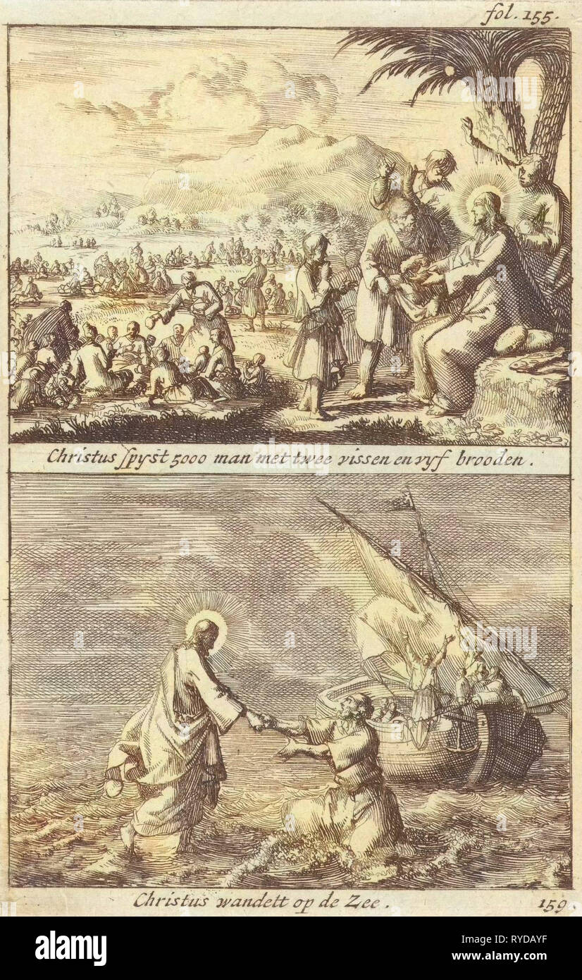 Miraculous multiplication of loaves and fishes by Christ and Christ on ...