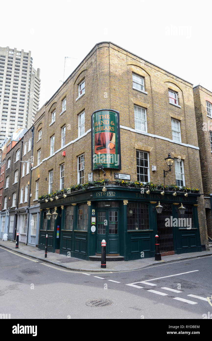 The Hand and Shears public house on Middle Street, Smithfield, London ...