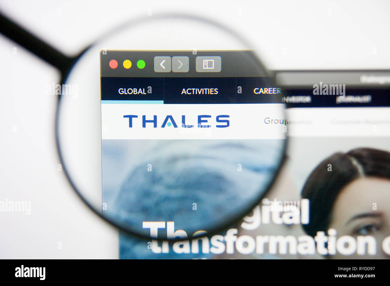 Los Angeles, California, USA - 14 February 2019: Thales aerospace ...