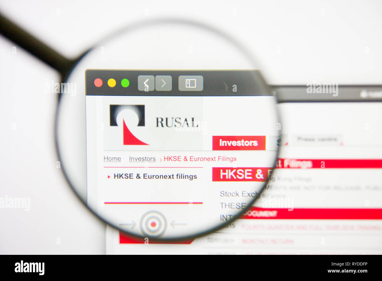 Los Angeles, California, USA - 14 February 2019: UC Rusal website ...