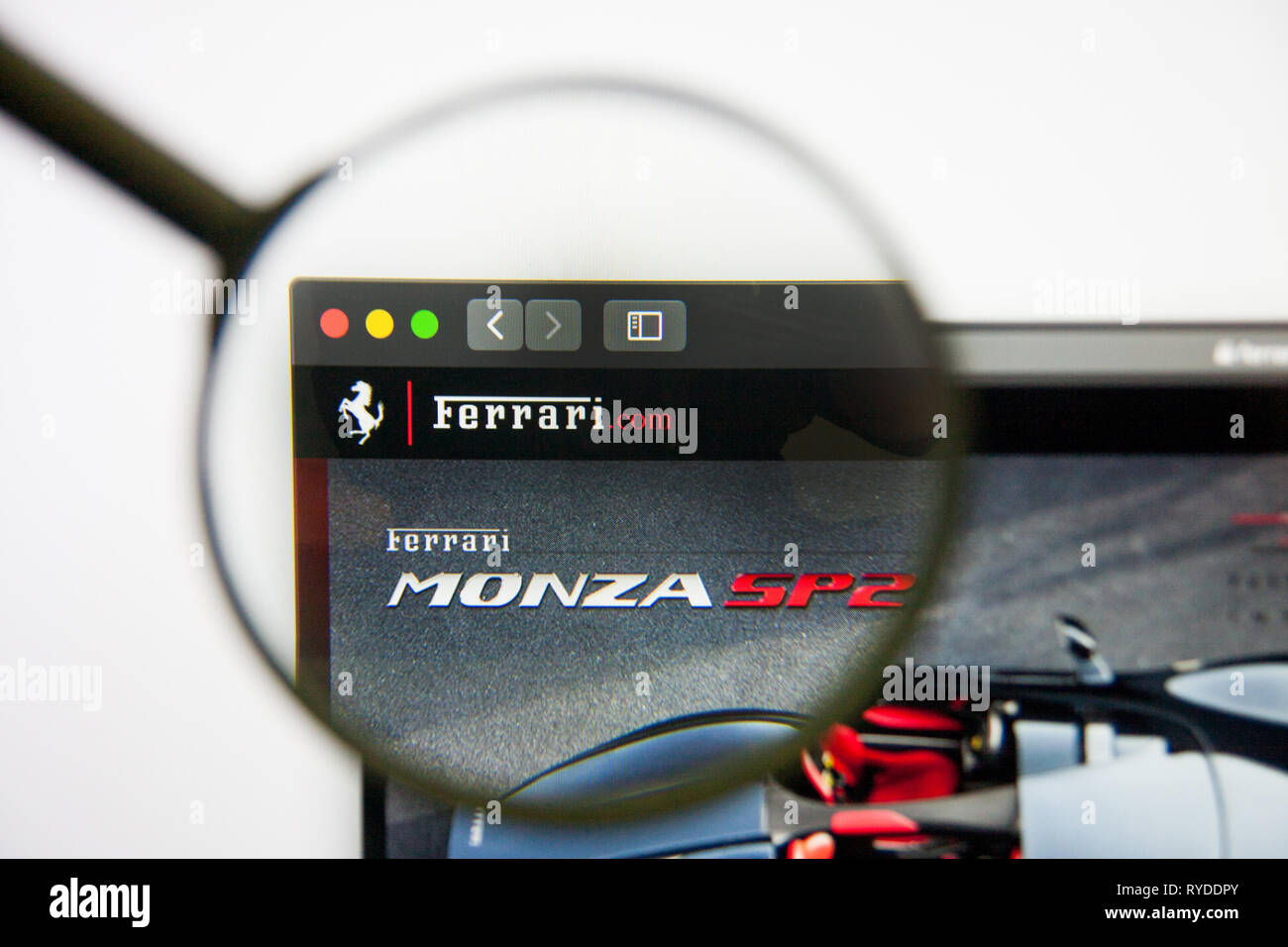 Los Angeles, California, USA - 14 February 2019: Ferrari website ...