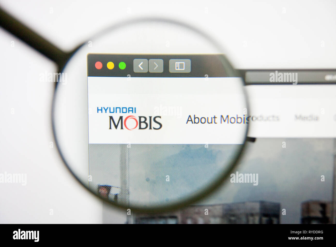 Los Angeles, California, USA - 14 February 2019: Hyundai Mobis website ...