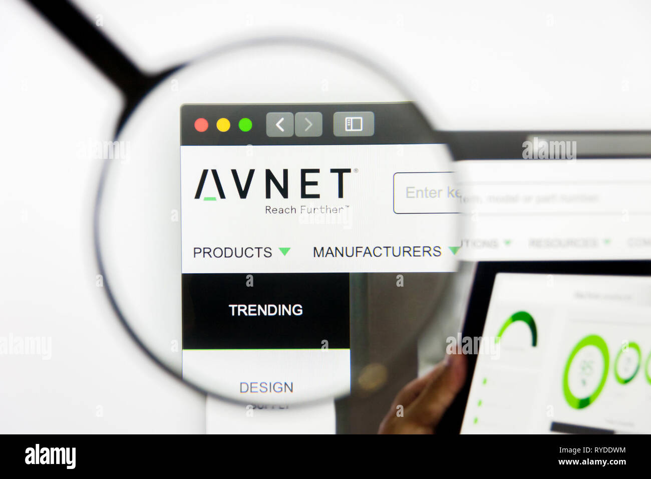 Los Angeles, California, USA - 12 March 2019: Illustrative Editorial, Avnet website homepage ...