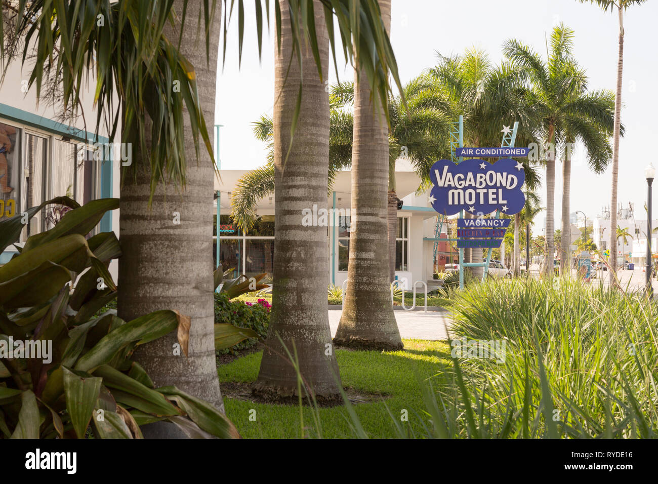 The sign outside the Vagabond hotel in classic Miami Modern, or MiMo ...