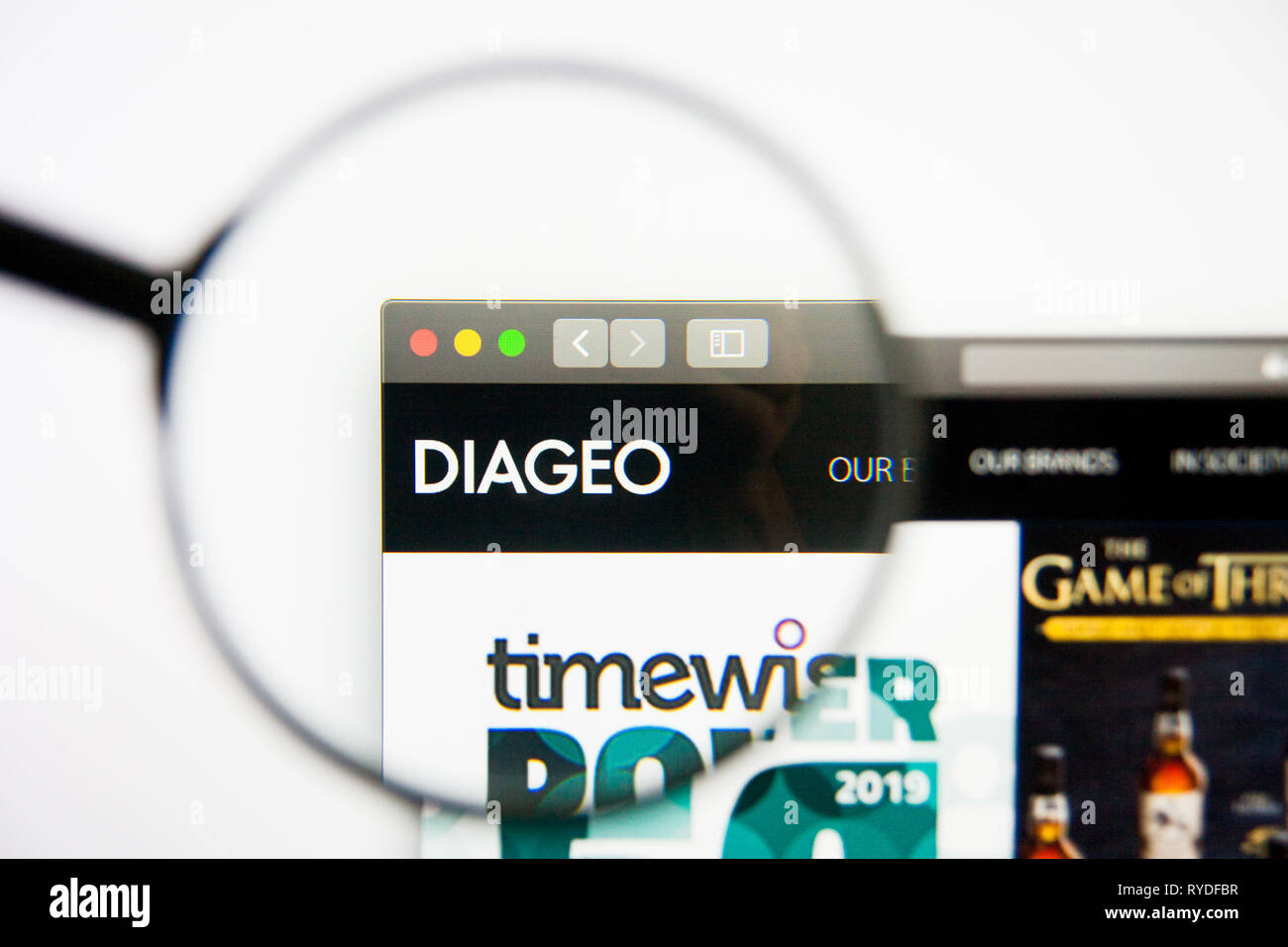 Los Angeles, California, USA - 28 February 2019: Diageo website ...