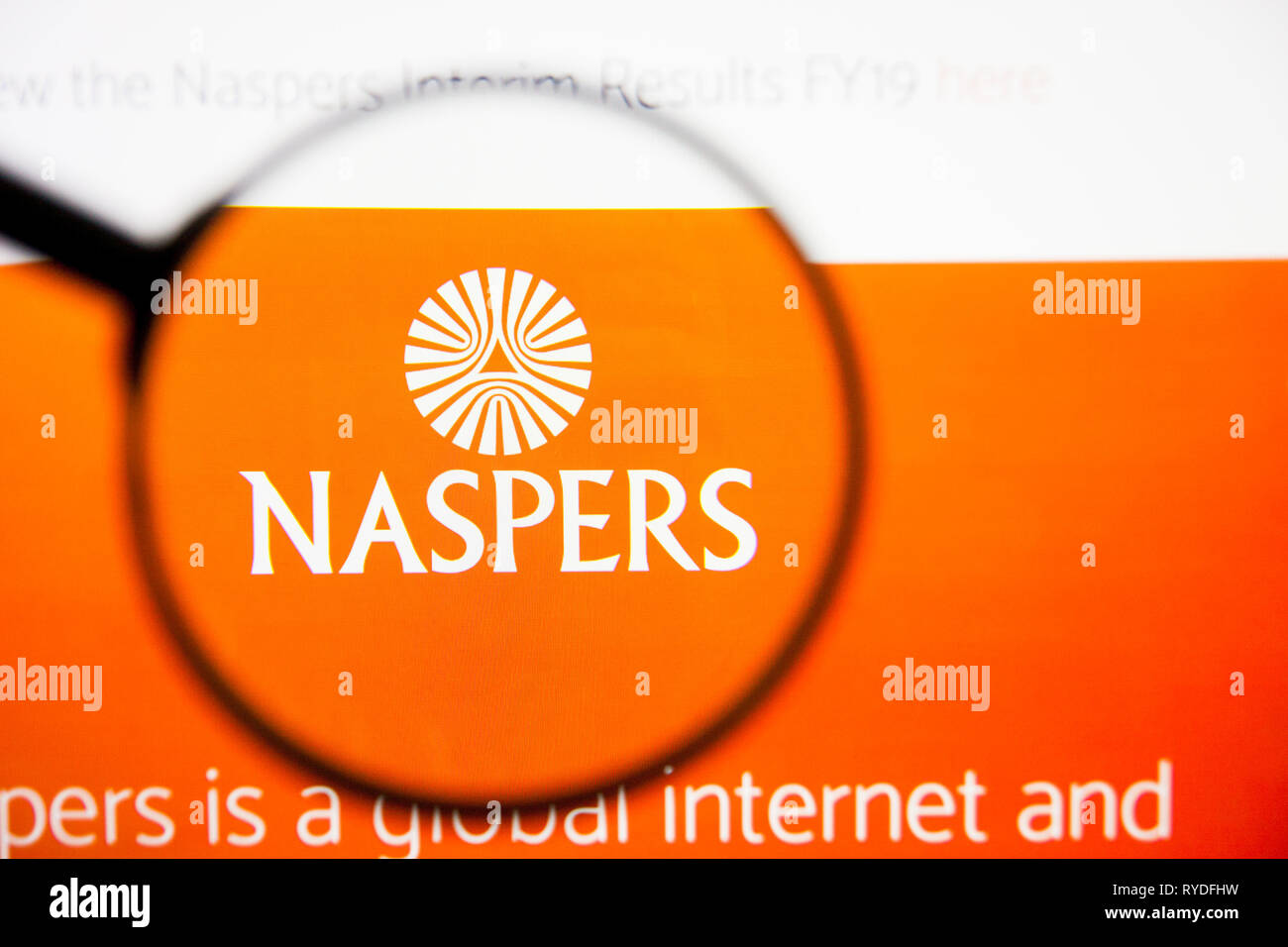 Los Angeles, California, USA - 28 February 2019: Naspers website ...