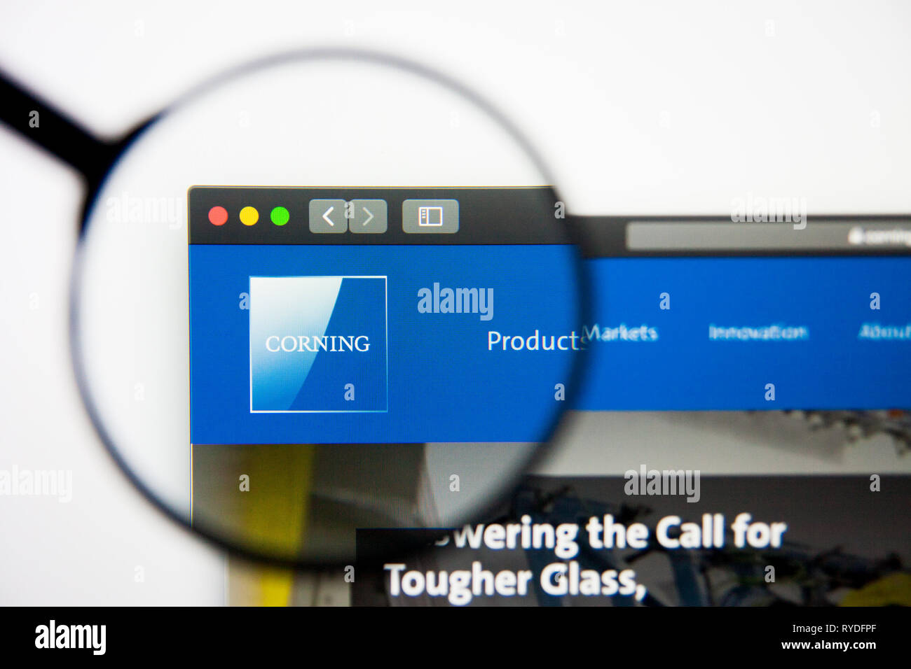 Los Angeles, California, USA - 5 March 2019: Corning website homepage ...