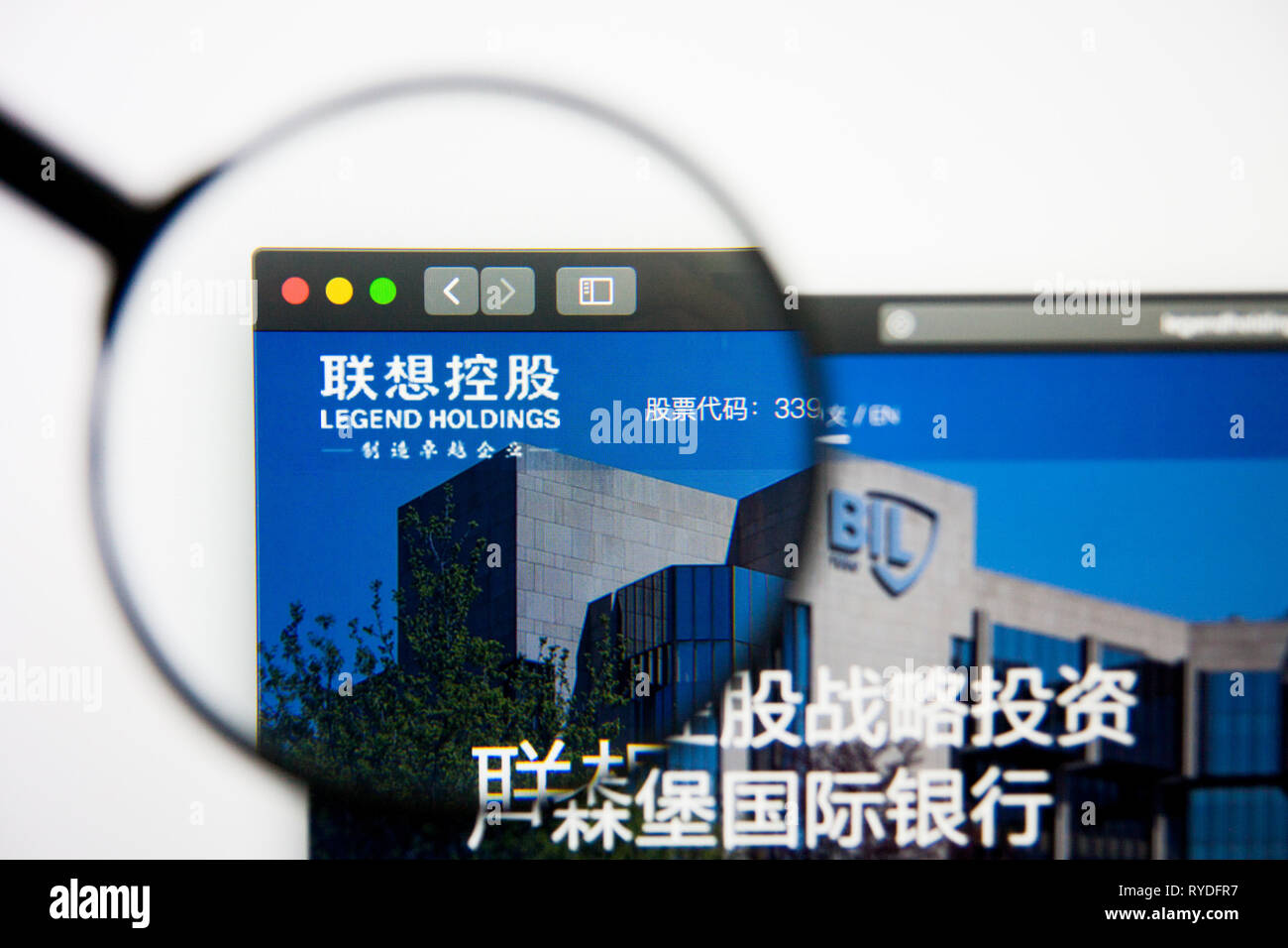 Los Angeles, California, USA - 5 March 2019: Legend Holding website ...