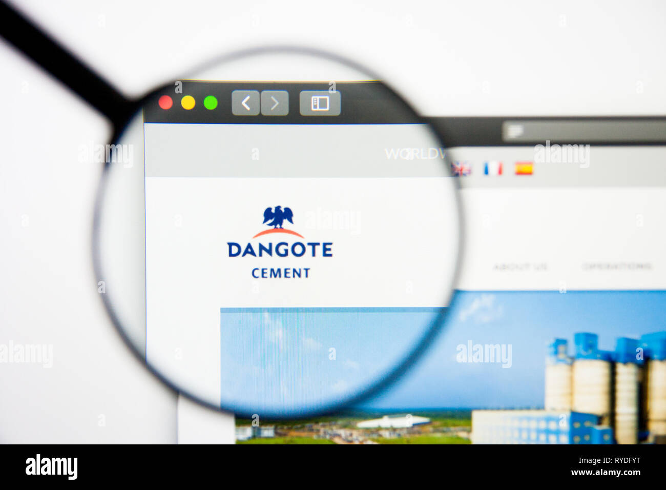 Los Angeles, California, USA - 5 March 2019: Dangote Cement website ...