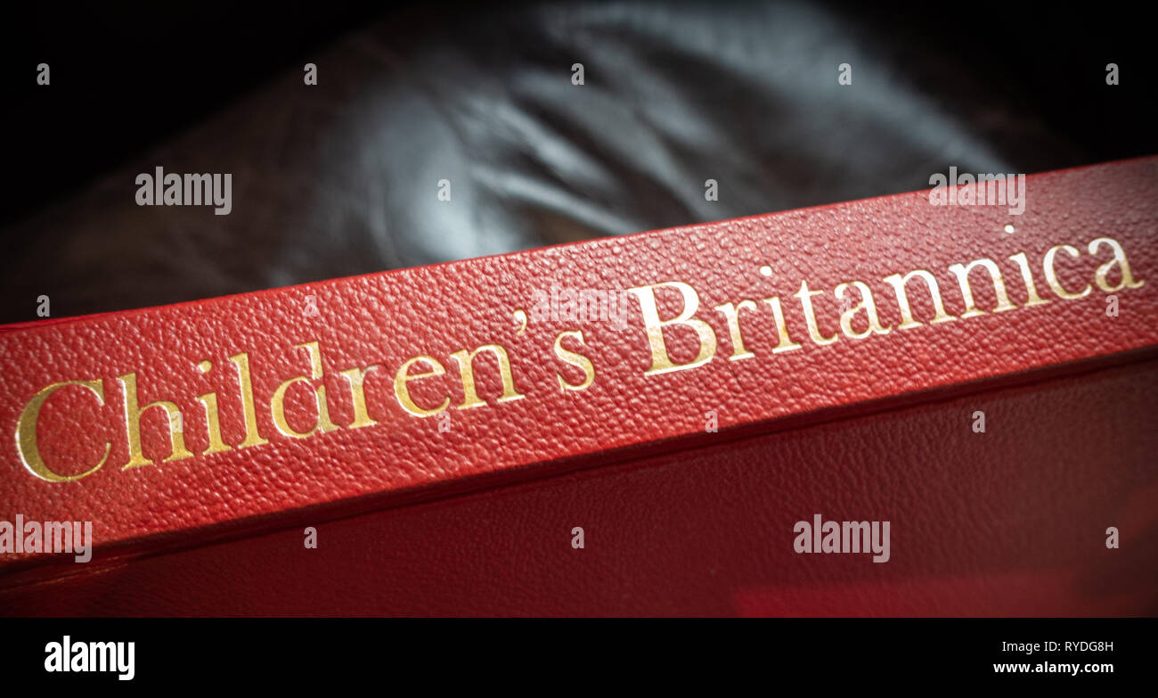 close up of a Childrens Encyclopedia Britannica Red book Stock Photo ...