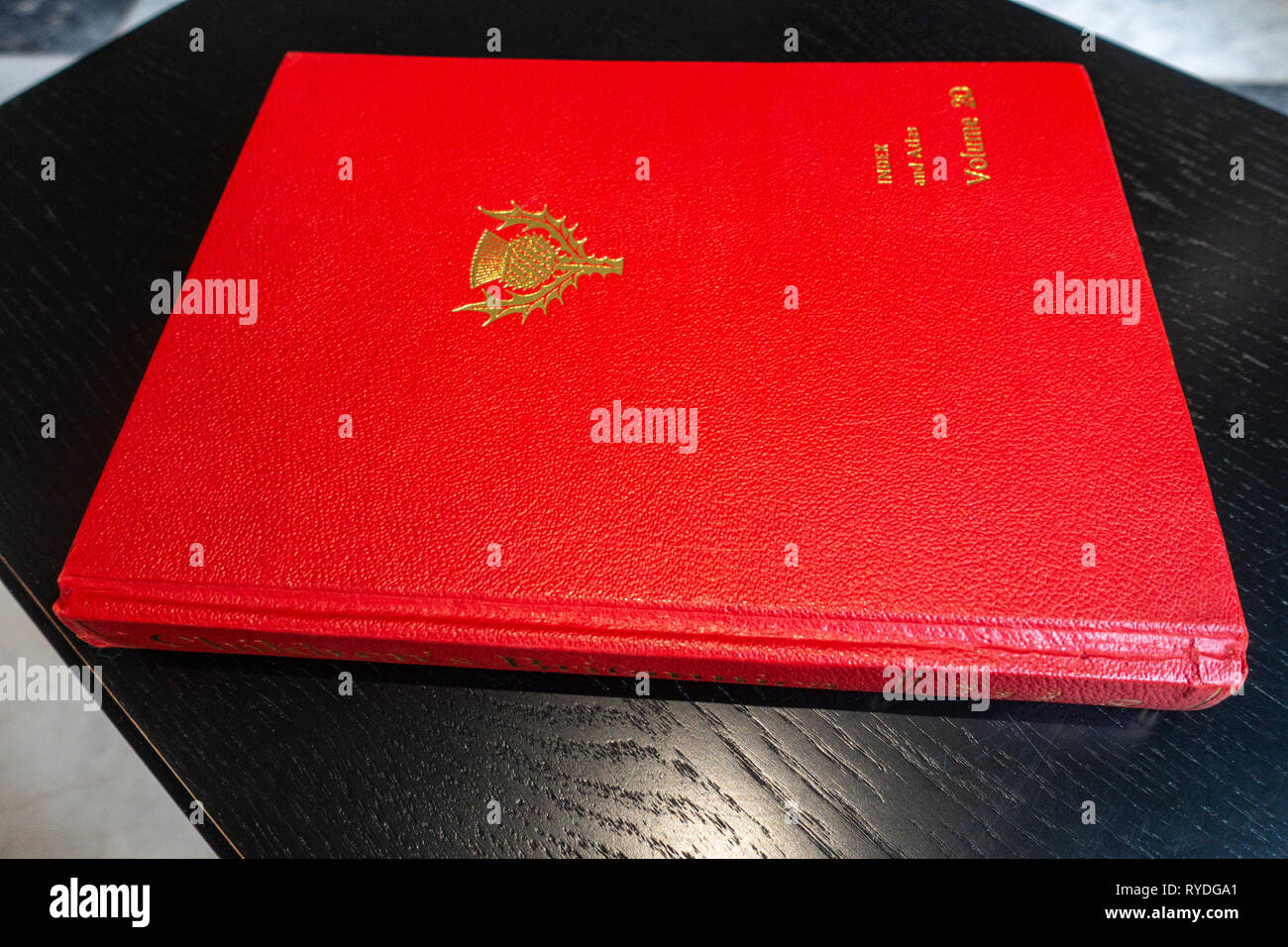 close up of a Childrens Encyclopedia Britannica Red book Stock Photo ...