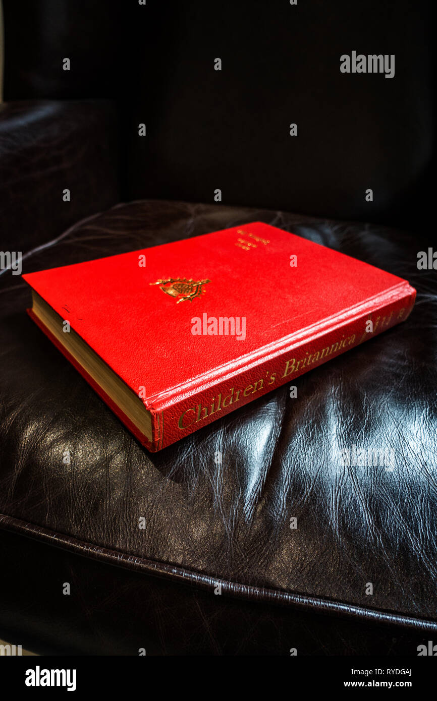 close up of a Childrens Encyclopedia Britannica Red book Stock Photo ...