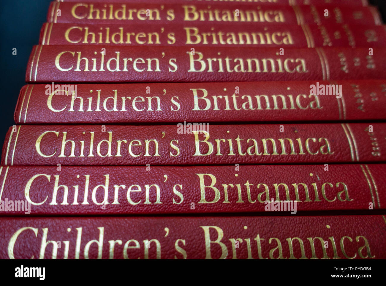Set of Childrens Encyclopedia Britannica Red books Stock Photo - Alamy