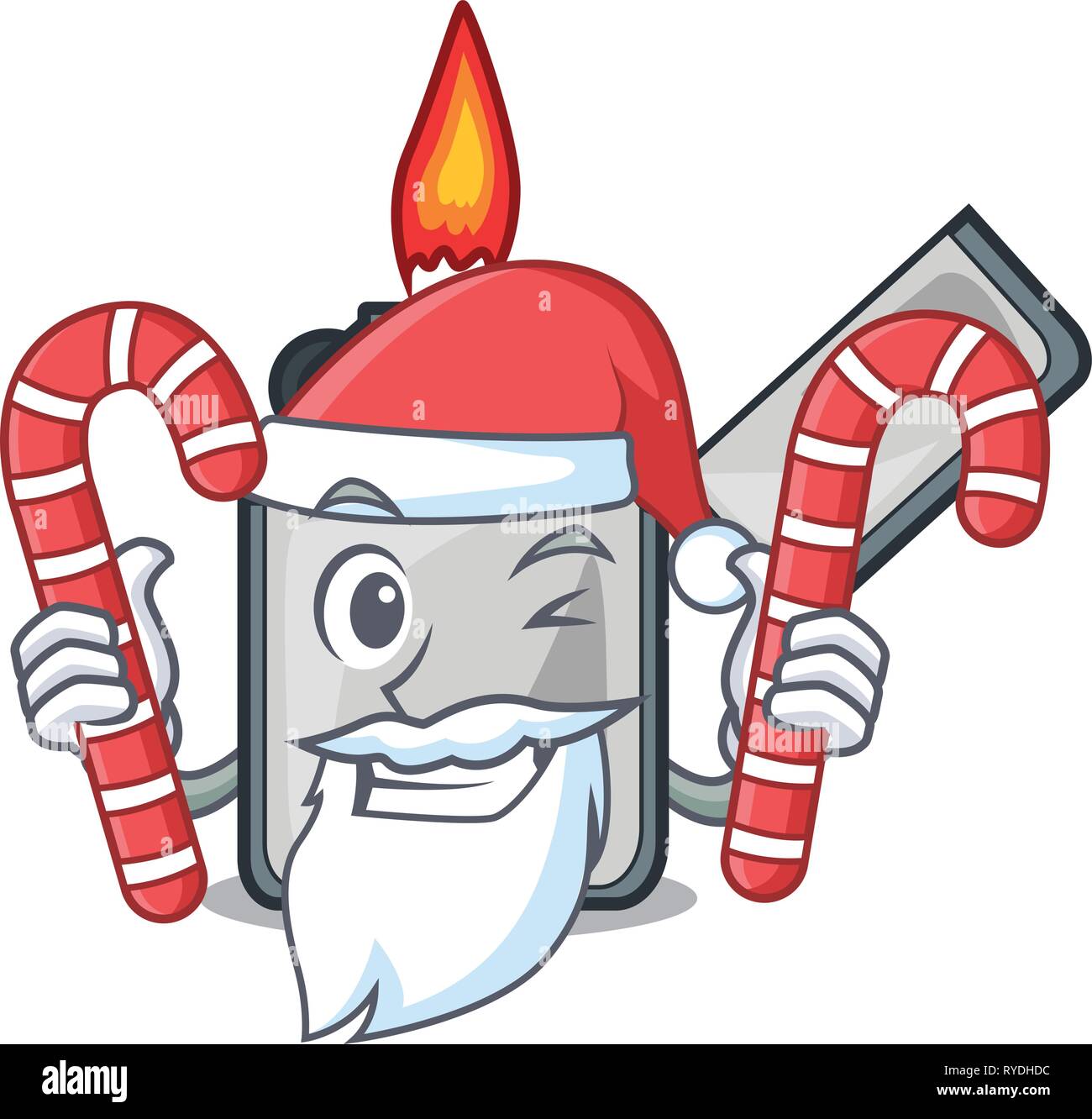 Santa with candy cigarette lighters are placed cartoon bags Stock ...