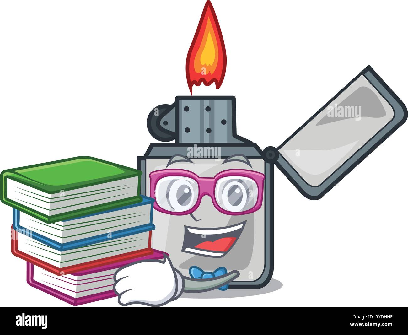Student with book cigarette lighters are placed cartoon bags Stock ...