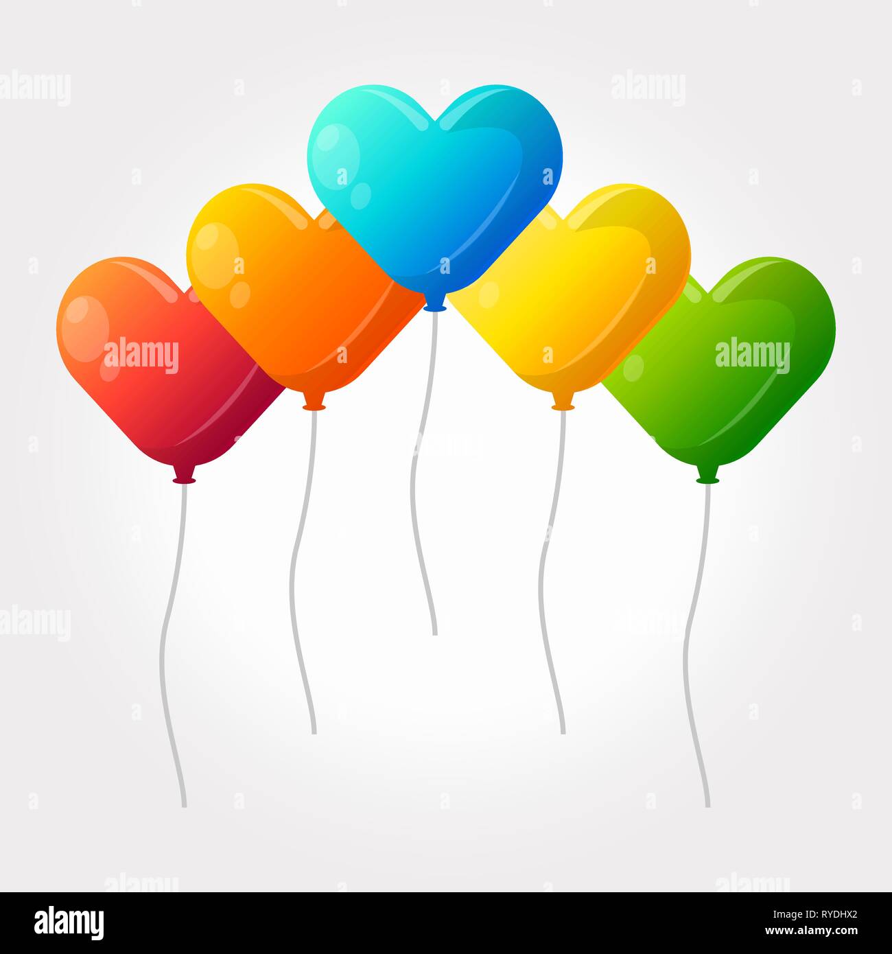 Set of colorful heart balloons on white background, vector illustration ...