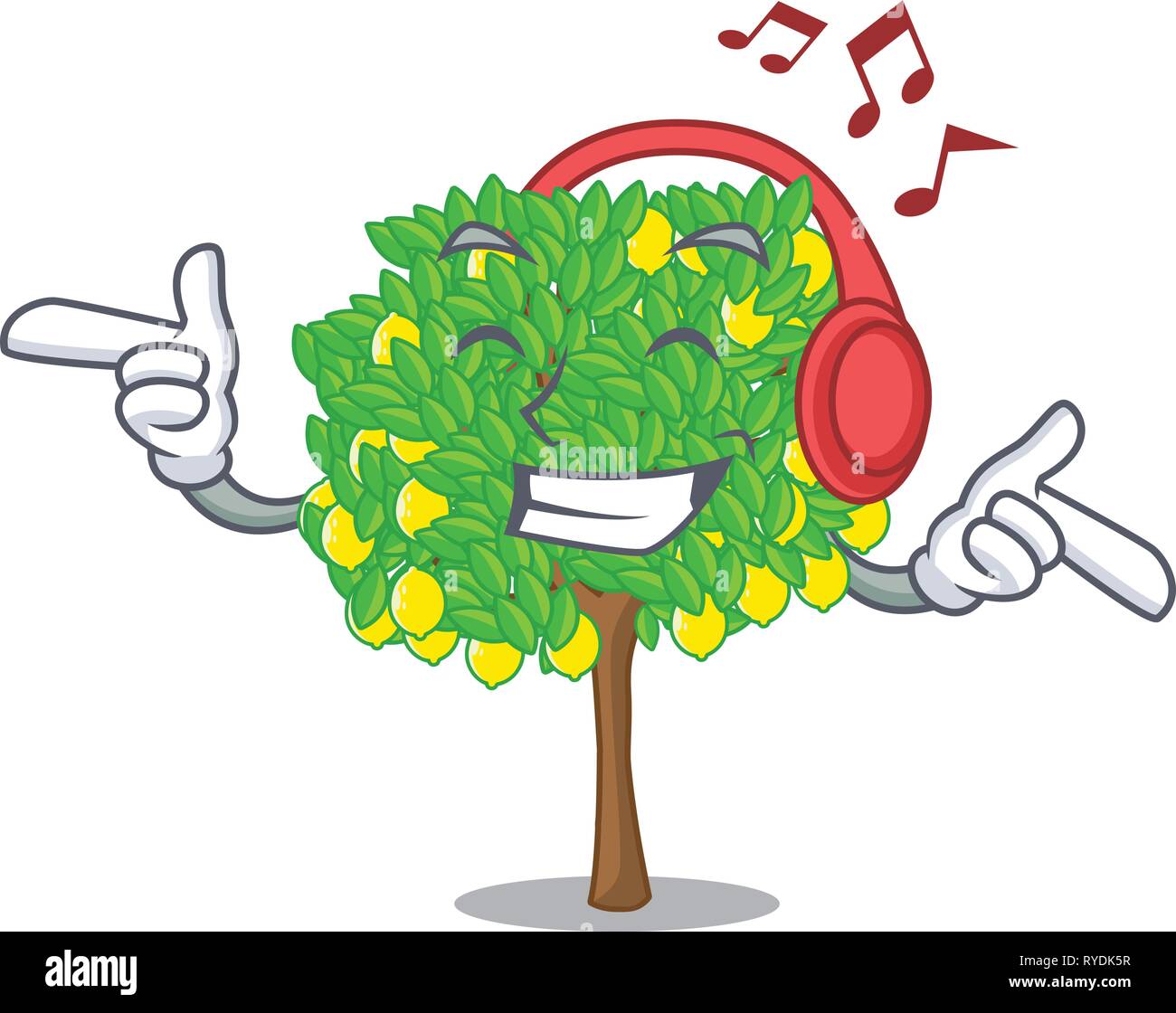 Listening music lemon tree cartoon next the house Stock Vector Image ...