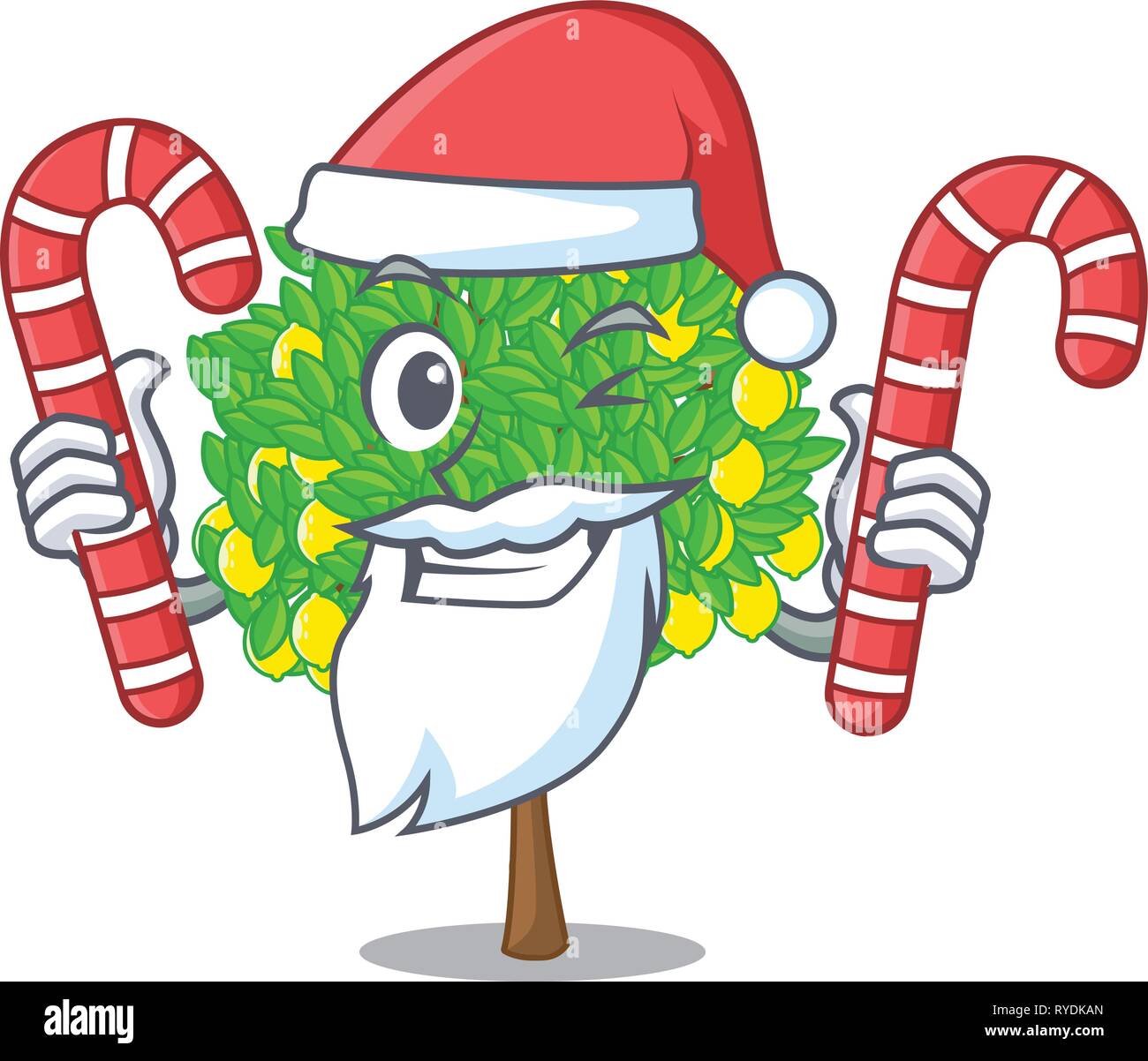 Santa with candy lemon tree in the pot character Stock Vector Image ...