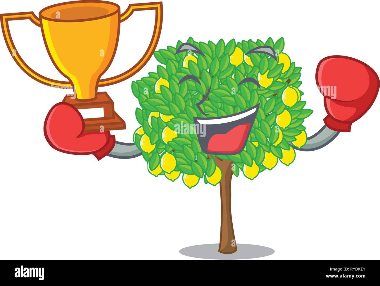 Boxing winner lemon tree in the pot character Stock Vector Image & Art ...